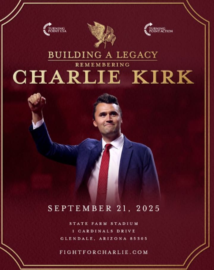 Mindehøjtidelighed for Charlie Kirk på stadion med 60.000 pladser ...