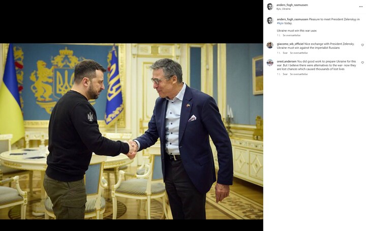 Præsident Zelenskyj takker Anders Fogh | Nyheder | DR