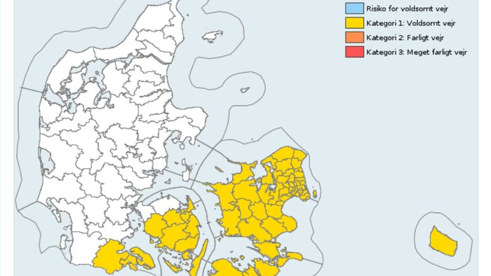 Varsel: Kraftig regn på vej over den øst- og sydøstlige del af landet ...