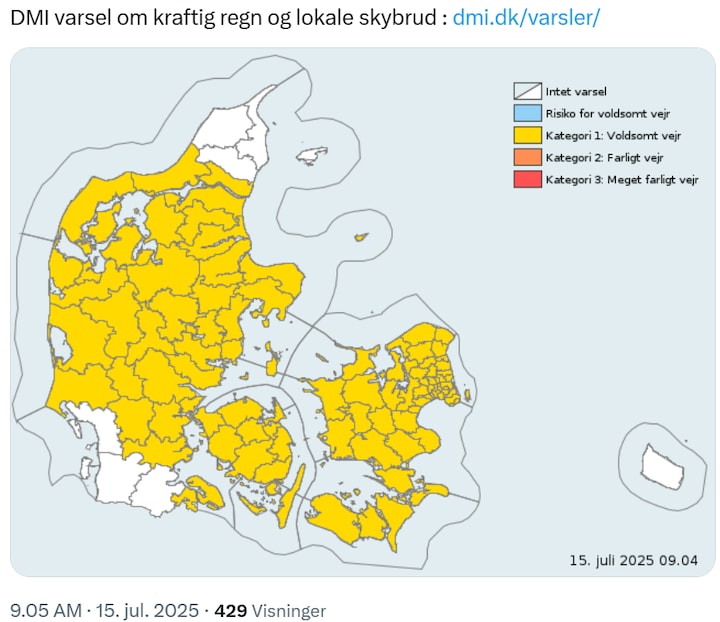 DMI melder om risiko for dobbelt skybrud | Nyheder | DR