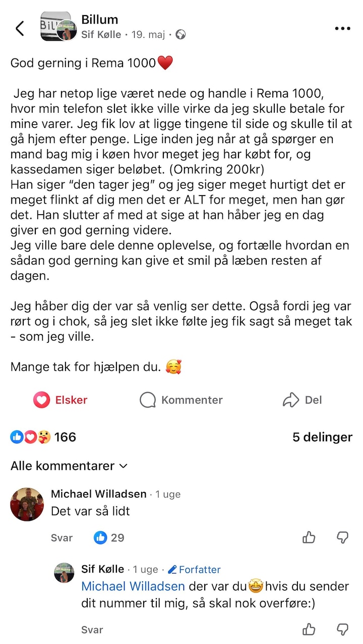 Michael betalte 200 kroner for at hjælpe Sif i Rema - med én betingelse ...