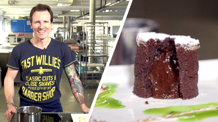 Uhm! Bagedyst-dommer laver chokoladekage med flydende karamel | Mad | DR